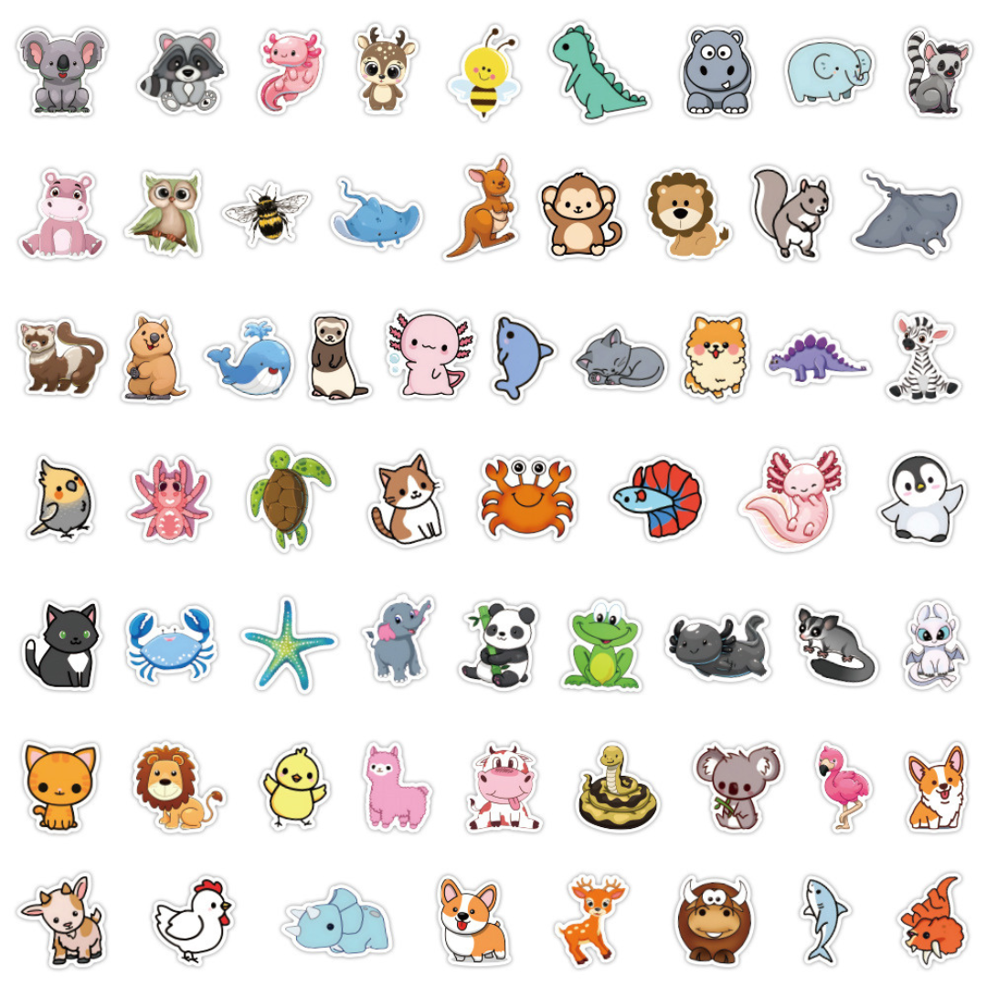 Cute Animals Galore 50 Sticker Pack| Oziko Stationery Store