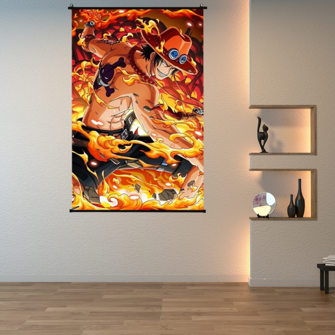 One Piece Portgas D Ace Wall Scroll – Oziko Stationery Store